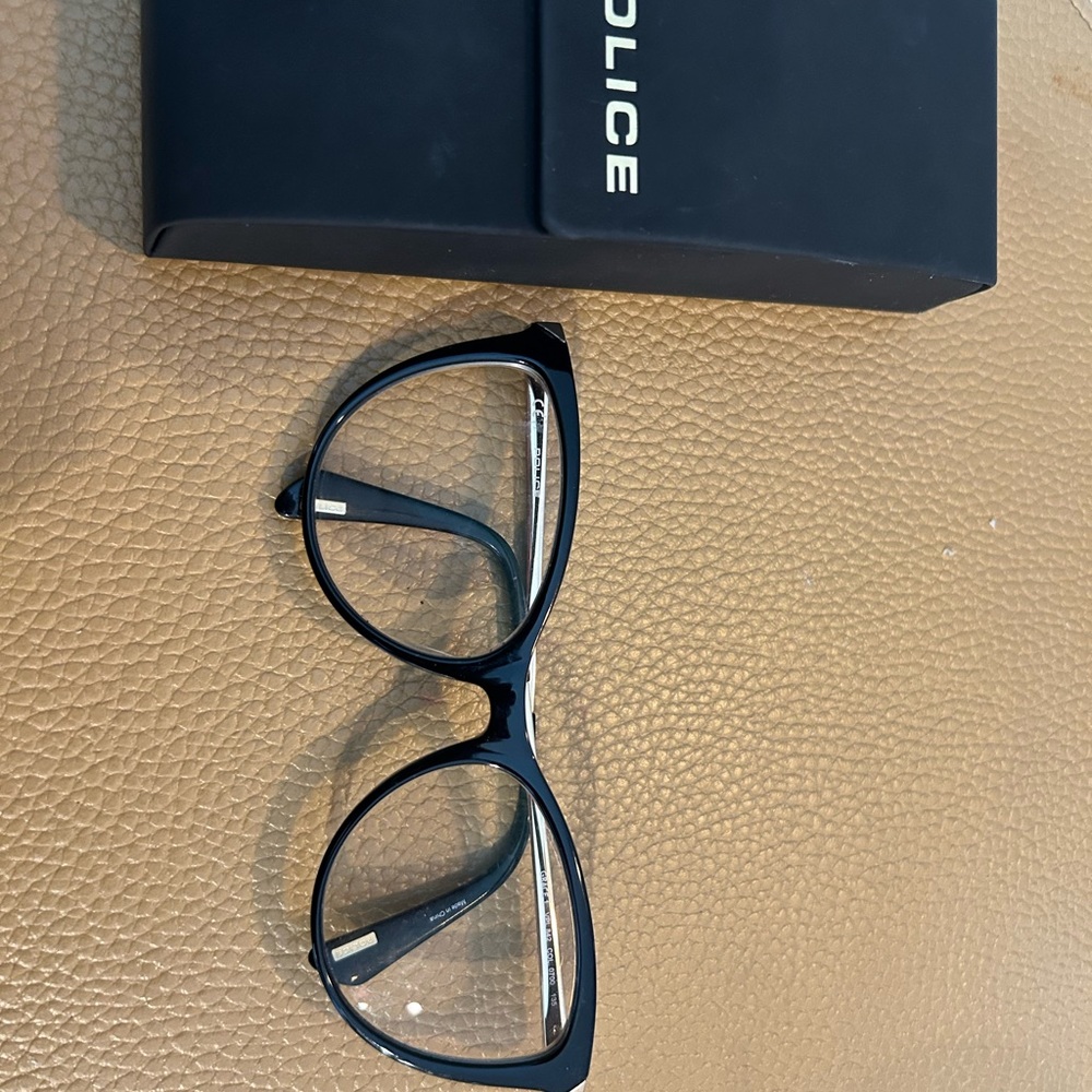 Police Black Eyeglasses With Case - Gem